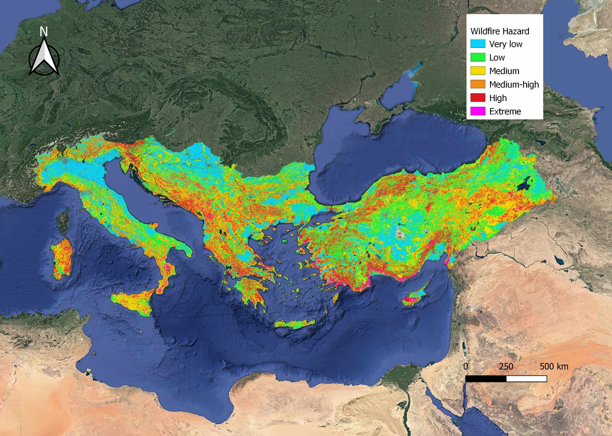 Fire hazard: the map for the Eastern Mediterranean born from machine ...
